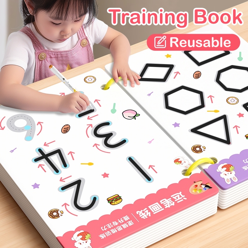 136 Page Tracing Book For Kids Training Coloring Book Erasable Writing ...