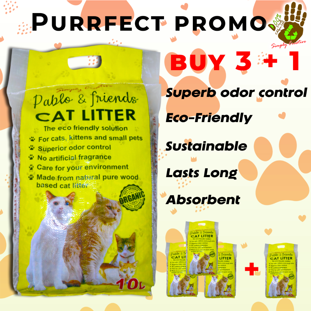 Simply Creative Wood-Based Cat Litter Natural 3 Packs + 1 (New ...