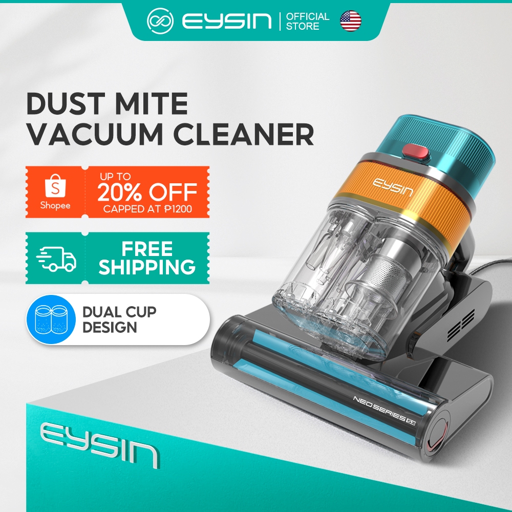 EYSIN Dust Mite Vacuum Cleaner for Home Strong Suction Dual Cups with UV Light Mite Removal S30 ...