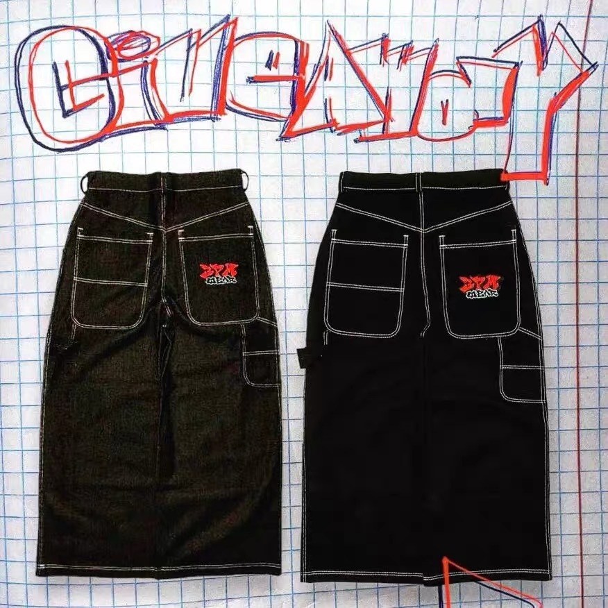YK Jeans Streetwear Big Pocket Oversized Pants Hip Hop Letter Graphic ...