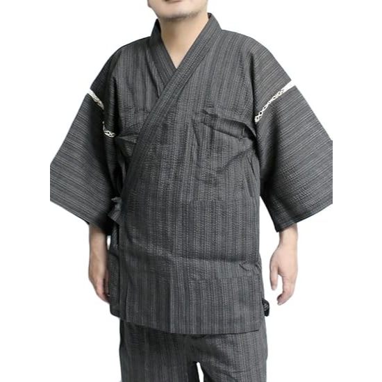 Jinbei Men's Big Size Shijira-ori Japanese Pattern Top & Bottom Jinbei ...