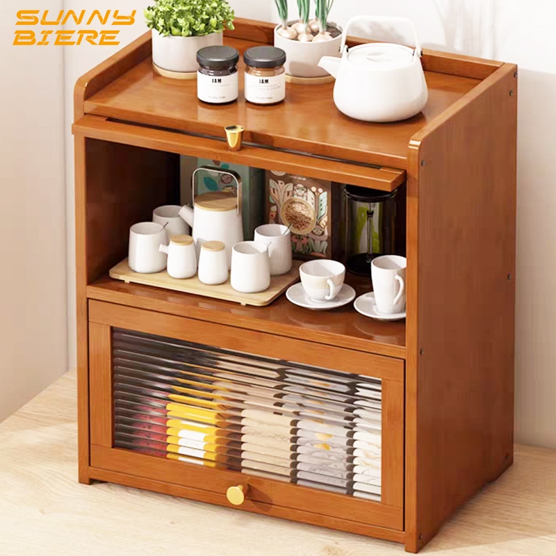SUNNY Kitchen Rack Dustproof Storage Cabinet Shelf Seasoning Organizer ...