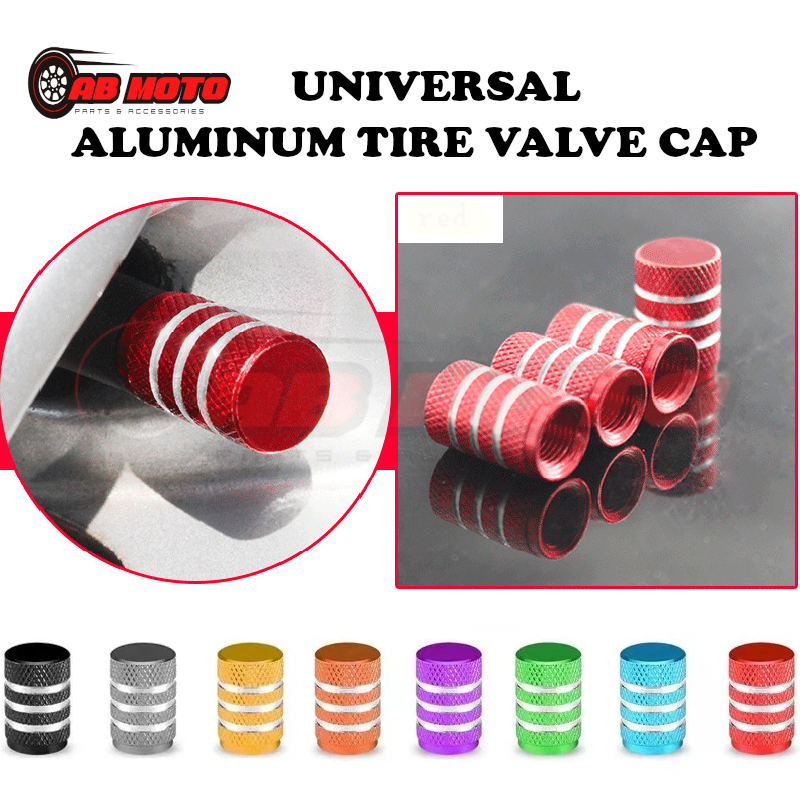 ABmoto 4pcs Aluminum Tire Cap Striped Tire Valve Cap Universal | Shopee ...
