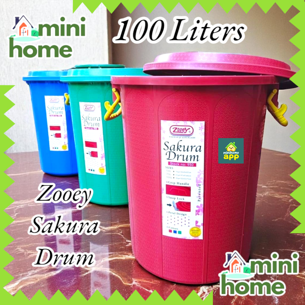 100 LITERS Sakura DRUM with cover and handle water container DRUM CONTAINER | Shopee Philippines