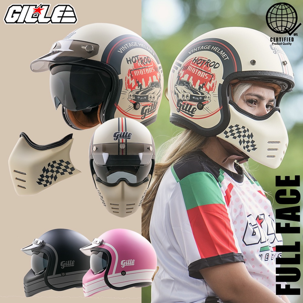 GILLE OP12 VENERY Modular Retro Classic Helmet Full Face Vintage Helmet ...