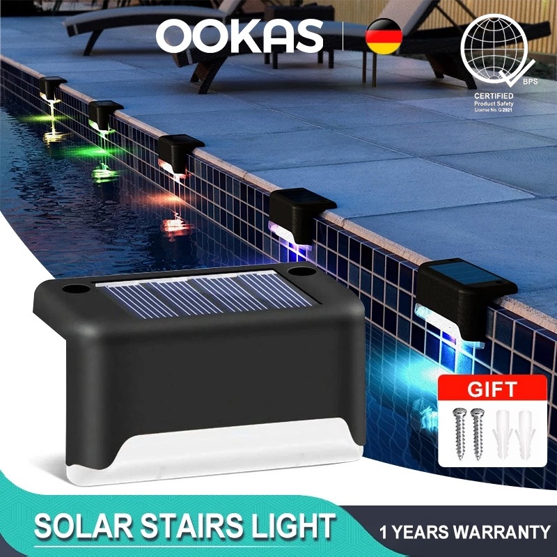 OOKAS Solar Stair Light LED Step Light Outdoor Waterproof Fence/Desk ...