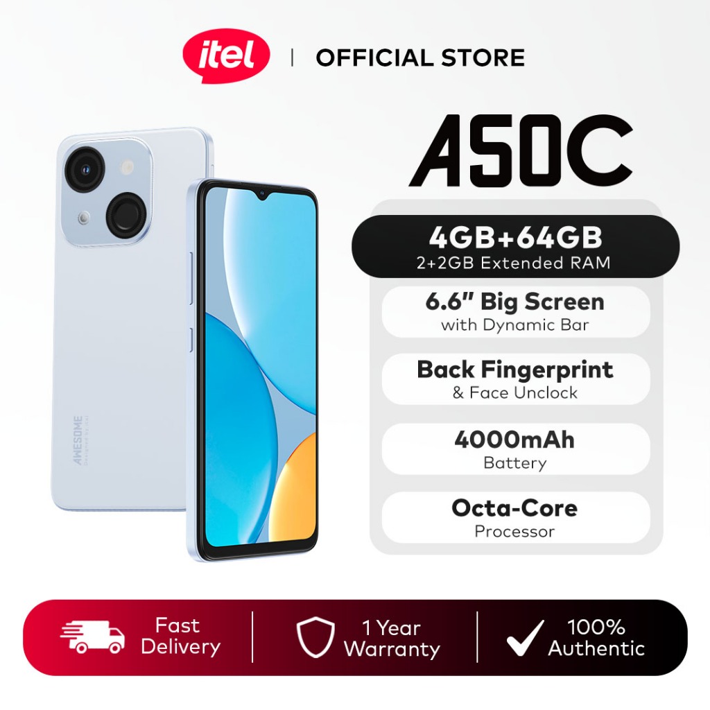 itel A50C RAM4GB(2+2GB)+ROM64GB 6.6" Big Screen with Dynamic Island 4000mAh Battery | Shopee ...