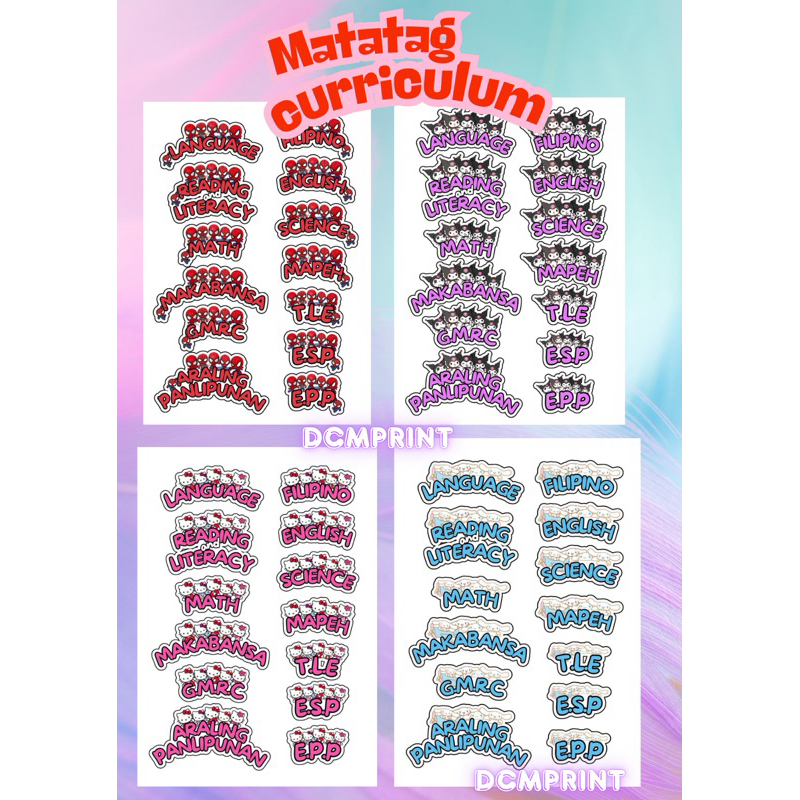Matatag Curriculum 2025-2026 subject sticker waterproof | Shopee ...