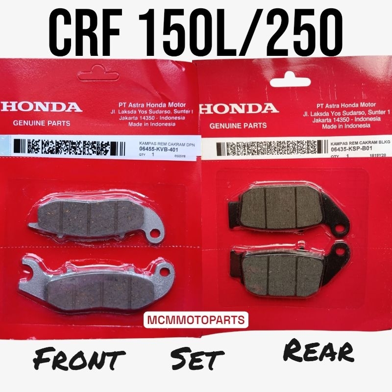 CRF Set Brakepad Front & Rear Set for CRF150L / CRF 250 / CRF 300 RALLY ...