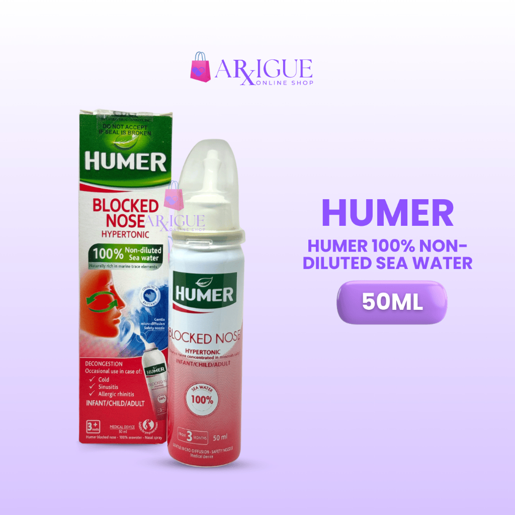 HUMER BLOCKED NOSE HYPERTONIC 100% SEA WATER NASAL SPRAY 50ML | Shopee ...