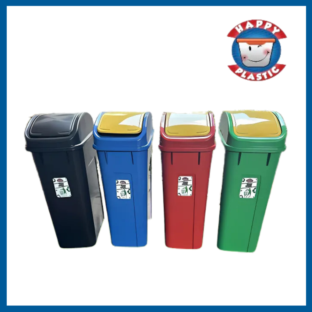 Happy Plastic 38L Large Garbage Trash Can Waste Can with Cover Colored ...