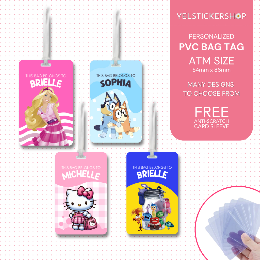 Personalized PVC Bag Tag for School – ATM Size, Durable, Waterproof ...