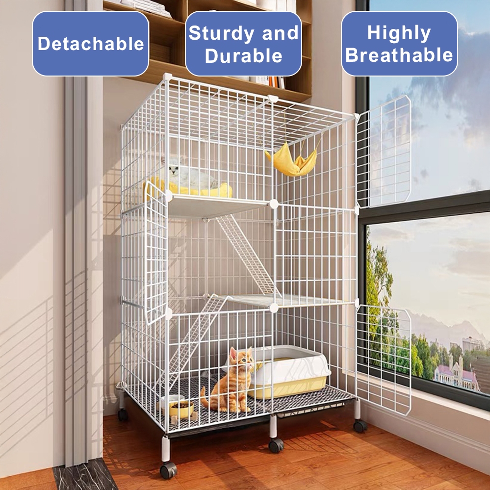 2/3 Layers Cat Cage Large Space Pet Cage Foldable Sturdy Pet Furniture ...