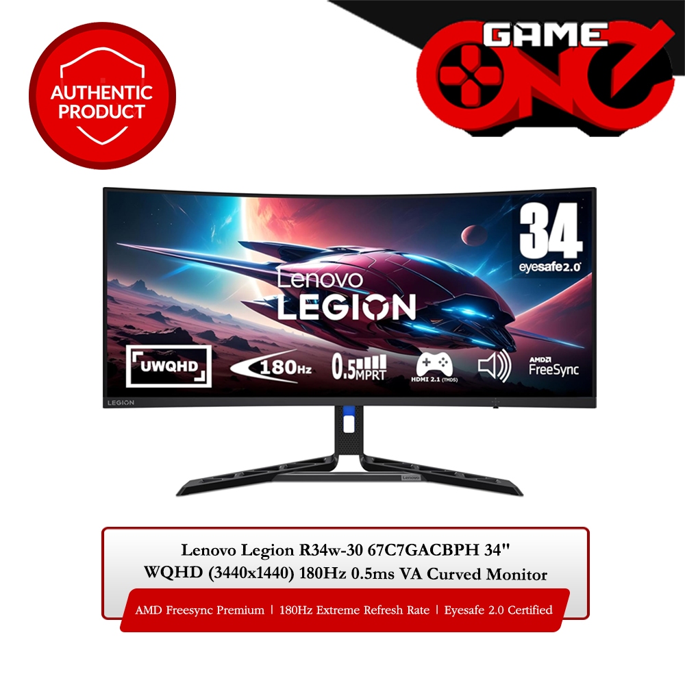Lenovo Legion R34w-30 67C7GACBPH 34" WQHD (3440x1440) 180Hz 0.5ms VA ...