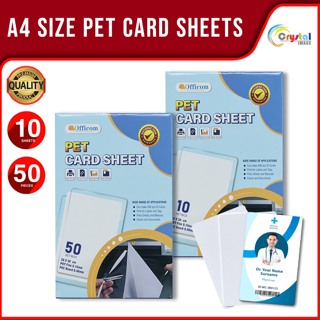 Officom PET Card Sheet A4 Size for ID Making Calling Card Bag Tag / ID ...
