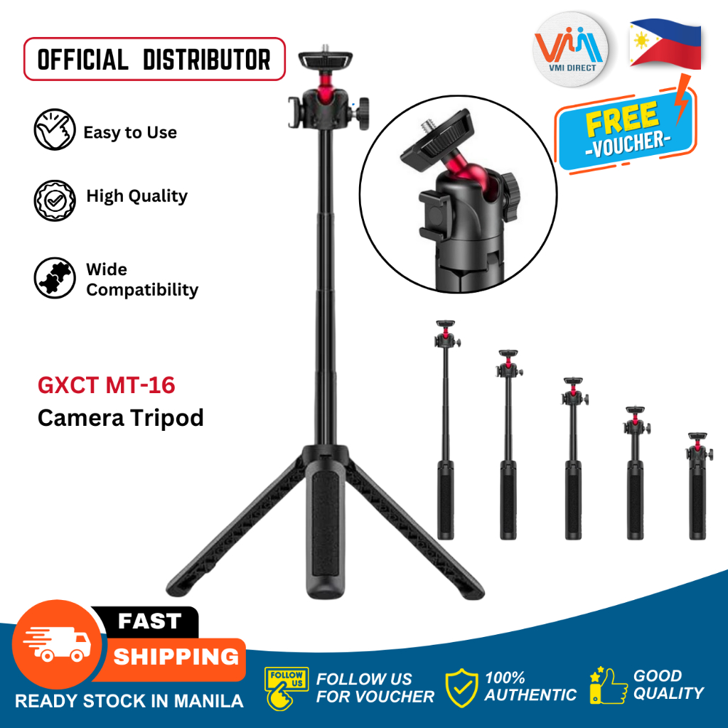 MT16 Extendable Desktop Tripod W/ Ball Head for Travel Phone Action ...