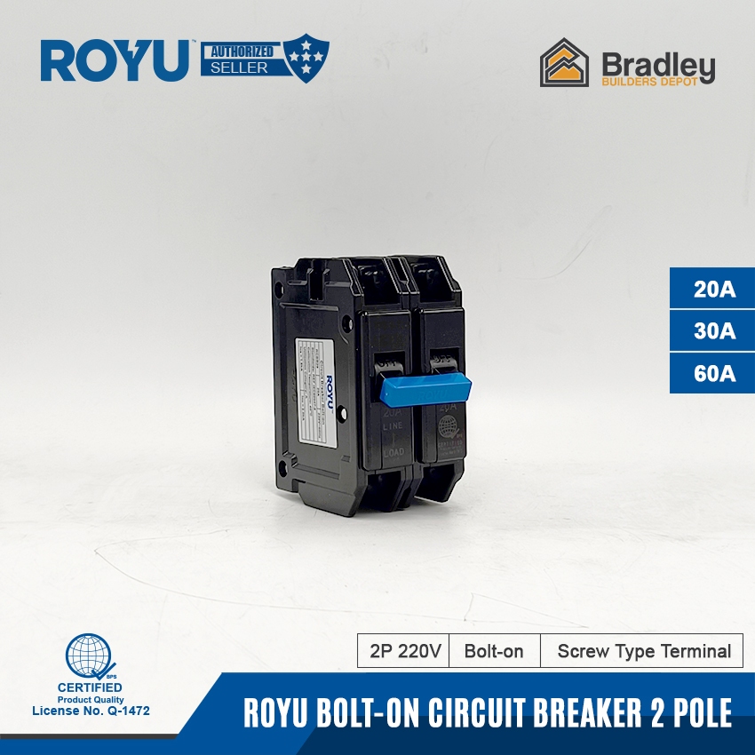 Royu Bolt-on Circuit Breaker 2 Pole (Screw Type Terminal)(20A, 30A, 60A ...