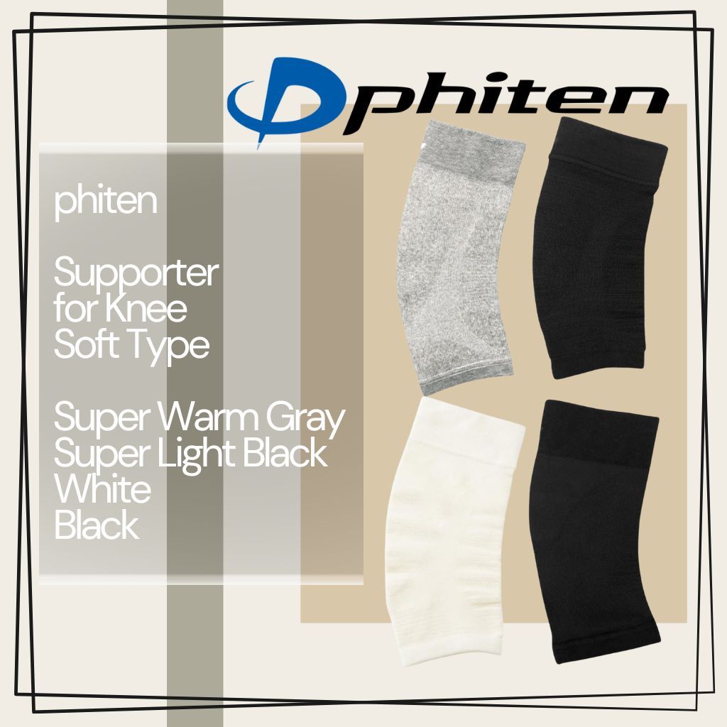 Phiten Supporter For Knee Soft Type Super Warm Gray Super Light Black