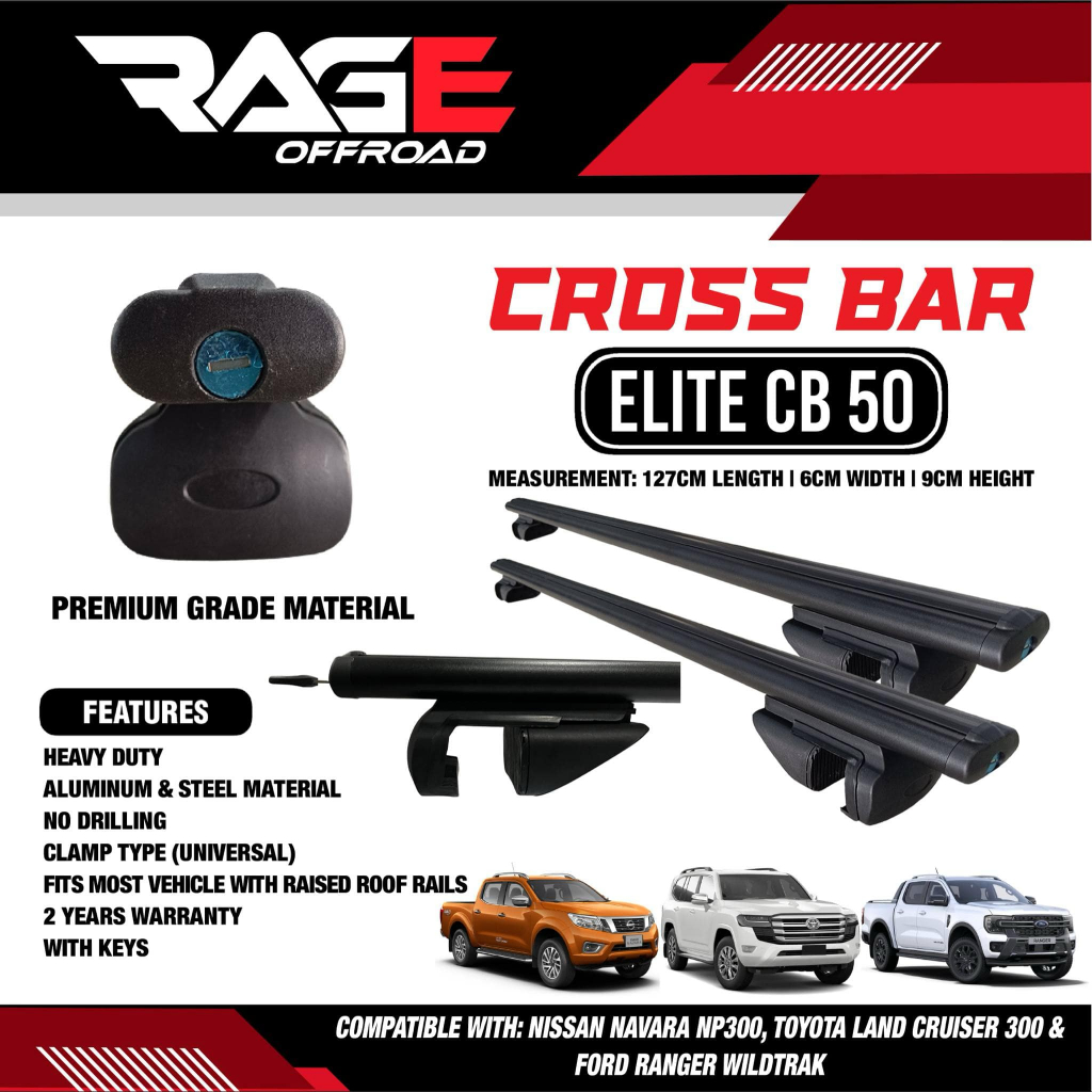 NEW RAGE OFFROAD HEAVY DUTY CROSSBAR GUTTER TYPE / GUTTERLESS / CLIP ...