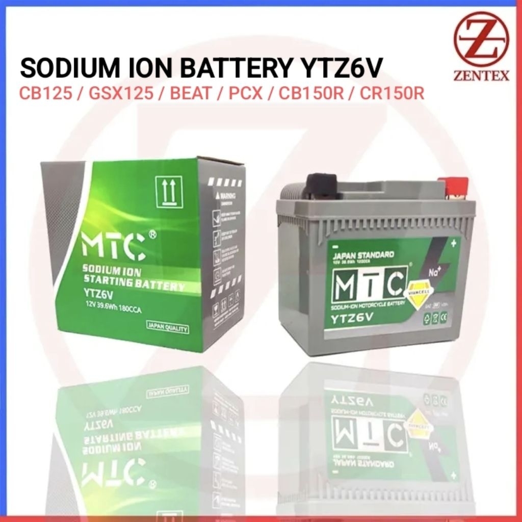MTC SODIUM ION MOTORCYCLE BATTERY YTZ6V (12V39.6WH) CB125 GSX125 HONDA ...