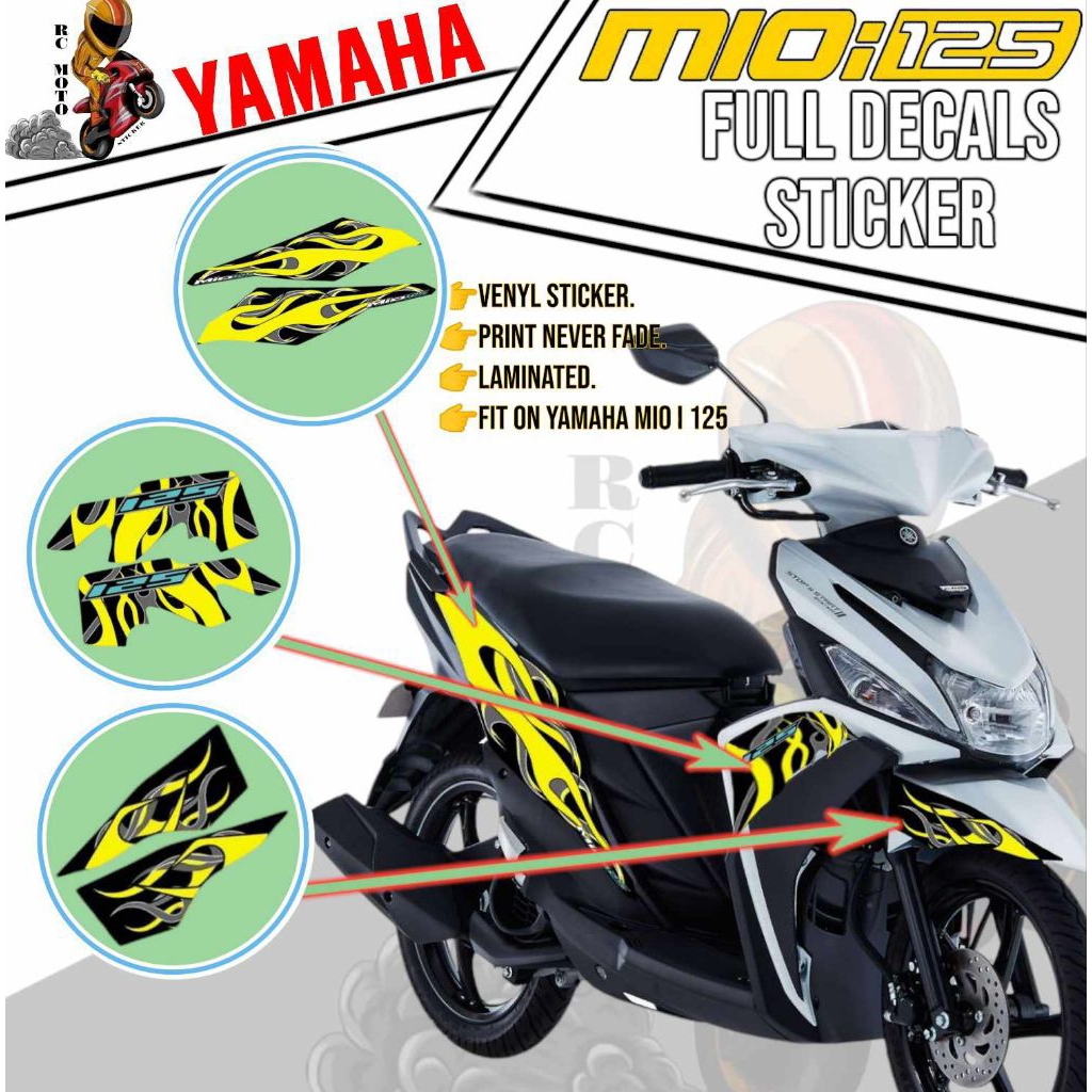 YAMAHA MIO I 125 FULL DECALS STICKER ACCESSORIES / YAMAHA MIO I 125 ...