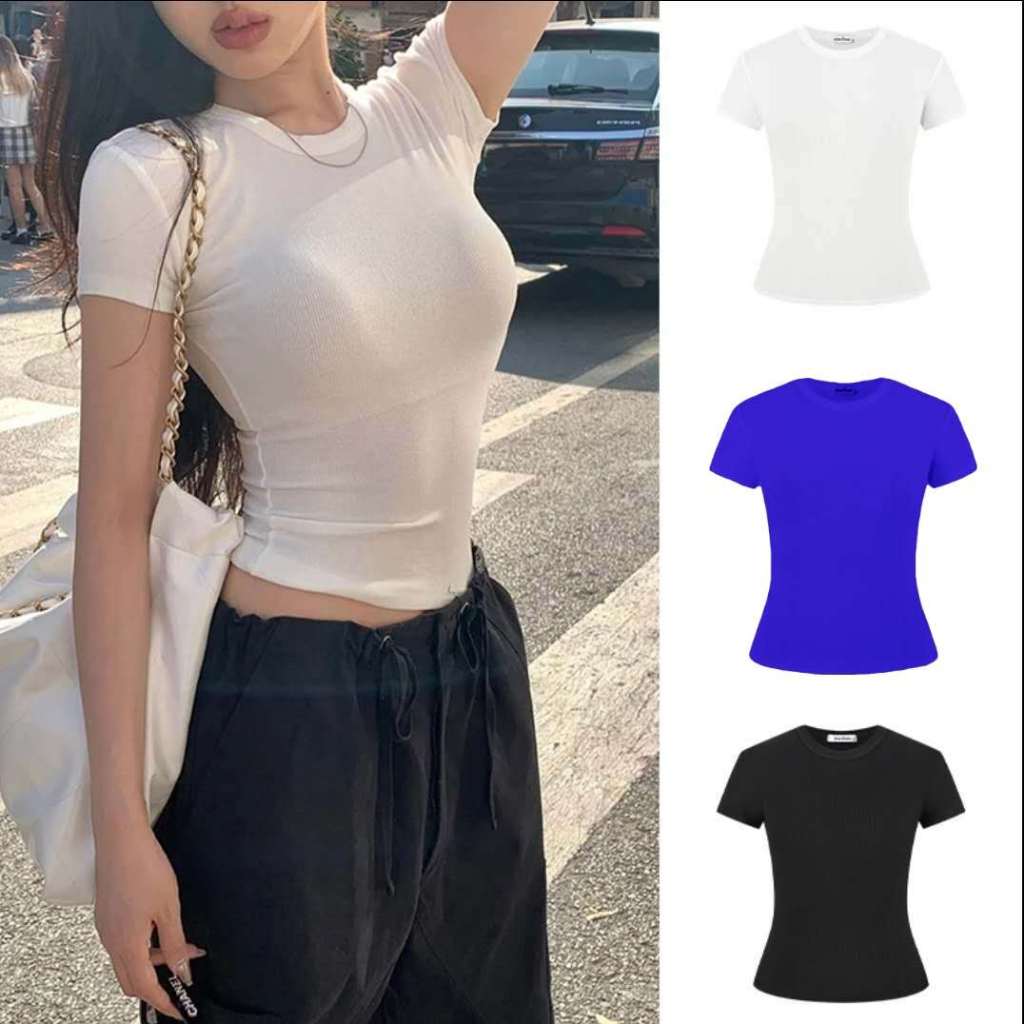 Buy 1 Get 2 Free (Total 3 pcs) Korean Sexy Double Lined Women's Tops ...