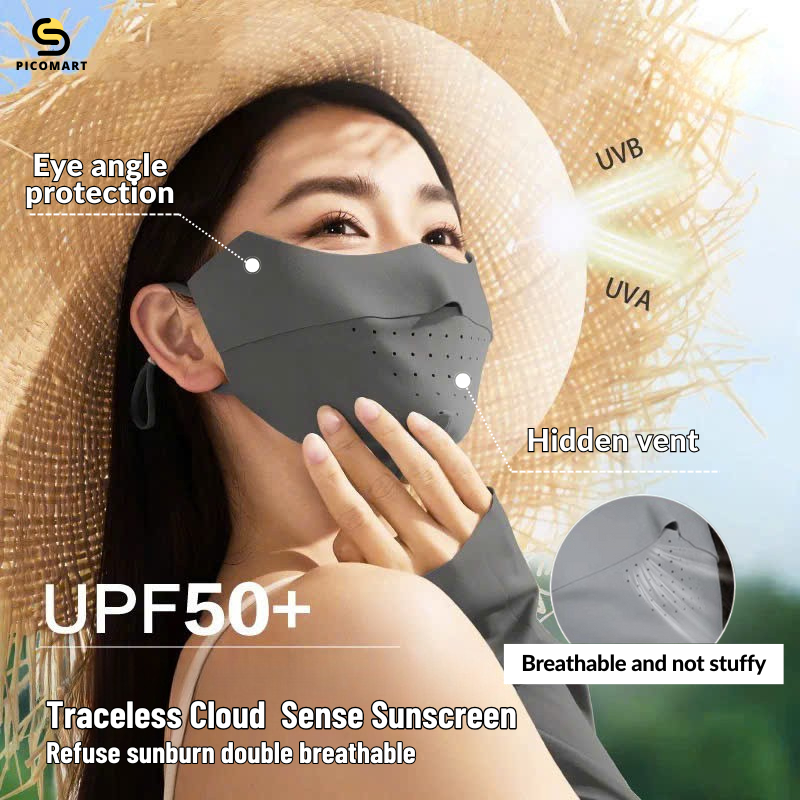 UPF 50+ UV Protection Sunscreen Mask Breathable Adjustable Mask Washable and Reusable Face Mask ...