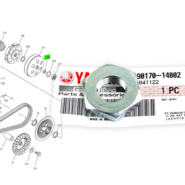 NUT CLUTCH BELL 90170-14802 YAMAHA XMAX 300 GENUINE | Shopee Philippines