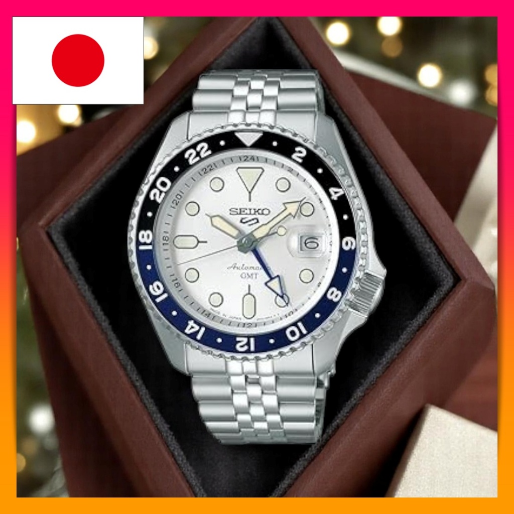SEIKO 5 Sports GMT SBSC017 Men’s Automatic Watch – Silver Case, Black ...