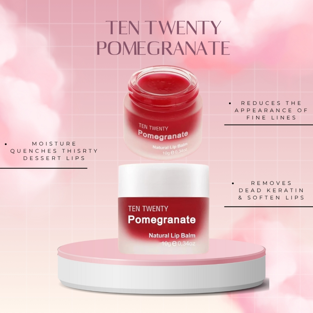 TEN TWENTY Pomegranate Lip Balm Hydrates, Repairs, Exfoliates, Reduces ...