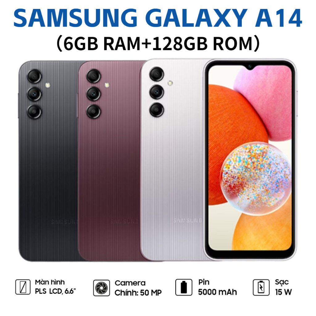 Samsung Galaxy A14 (6GB + 128GB) Smartphone, 6.6 inch screen, Mediatek ...