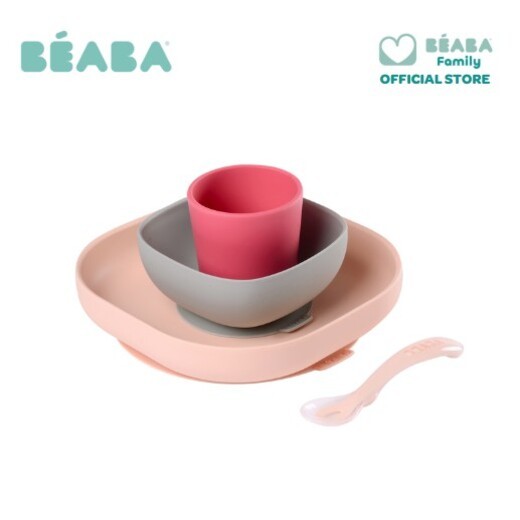 Beaba Baby Silicone Meal Set with Plates, Bowl, Spoon, Cup (4 pcs ...