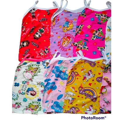 5pcs Kids’ Sando / Cotton Fabric / Cartoon & Floral Prints / Ages 1–5 ...