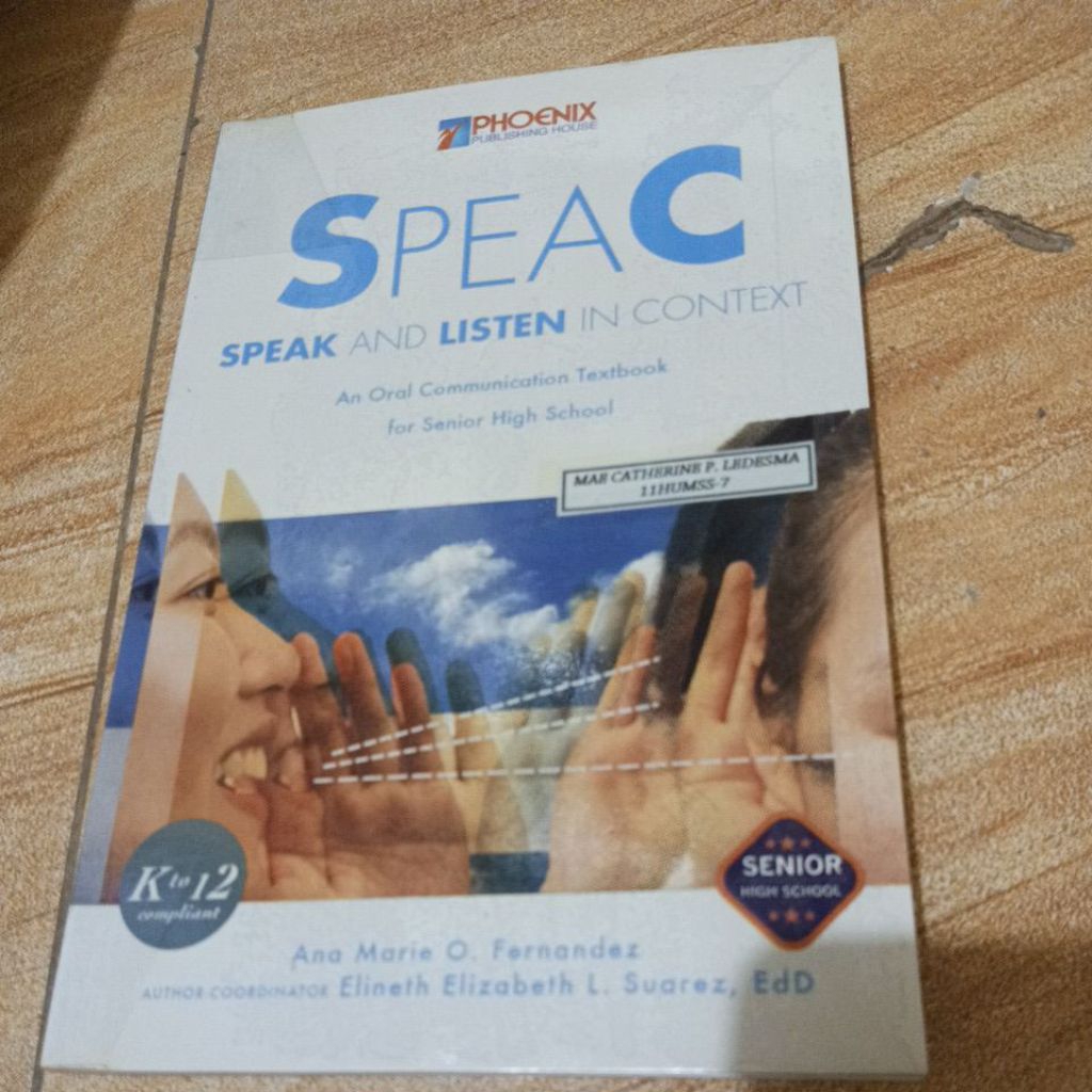 Speac Speak and Listen in Context an oral communication textbook for ...