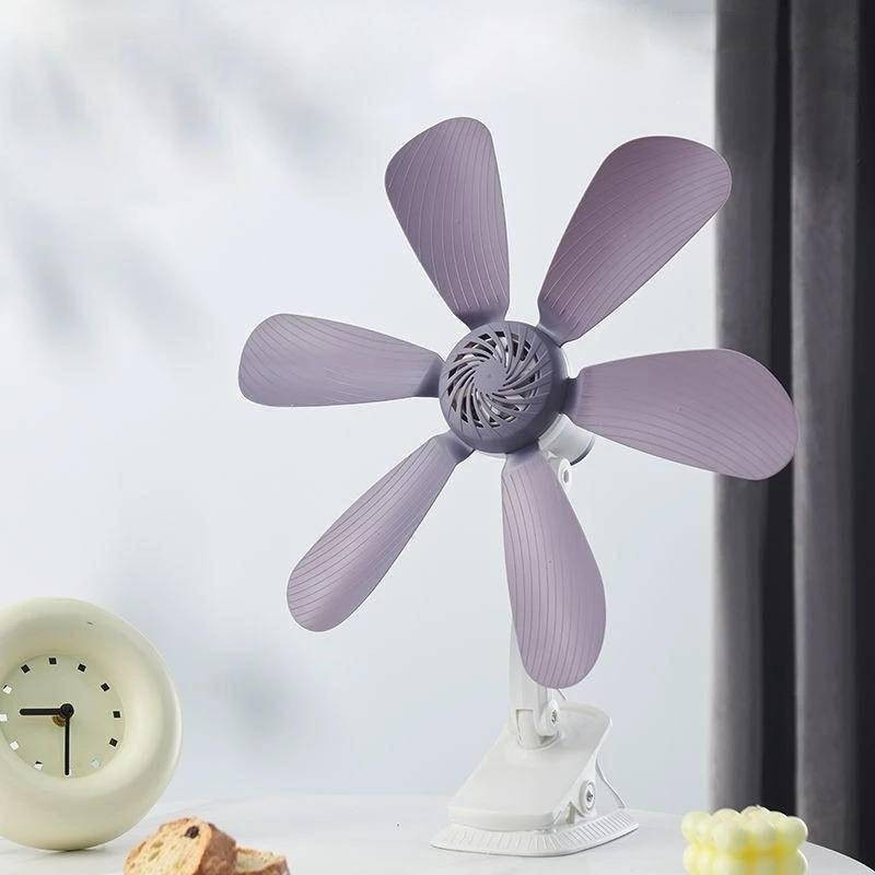 6-Blade Desk Clip Fan – Large Electric Fan with Round Base for Home ...