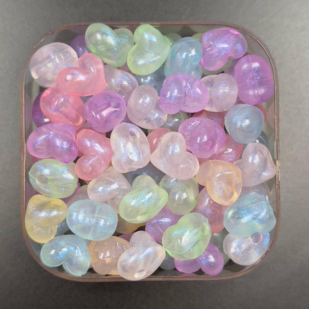 Veeds 10 Pcs Small heart Assorted Bead 10mm Shimmer DIY Beads Art and ...