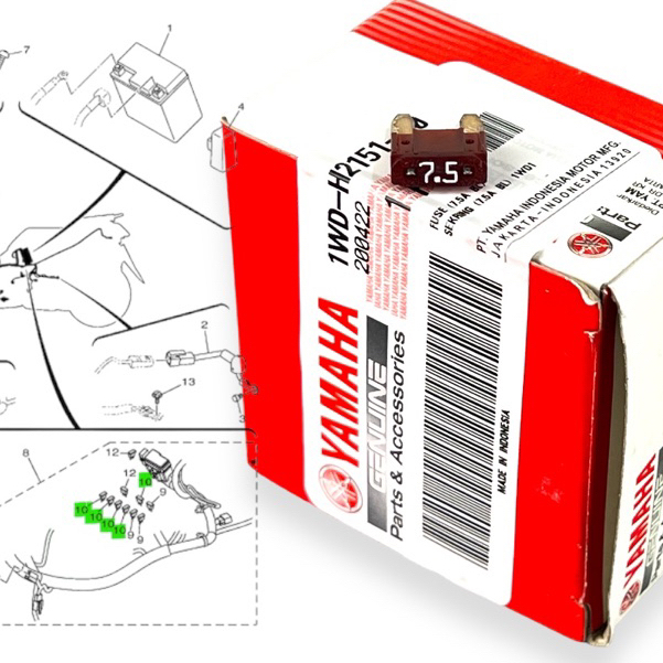 PLUG-IN FUSE MINI 7.5A (WIRE HARNESS) NMAX V1/V2, GEAR 1WD-H2151-20 ...