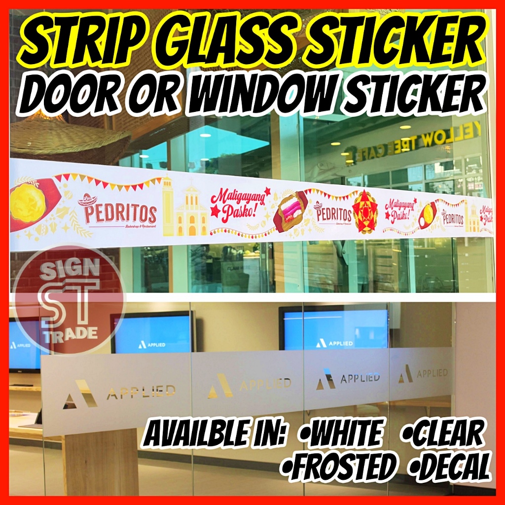 Safety Band Strip Sticker for glass door and window frosted vinyl ...