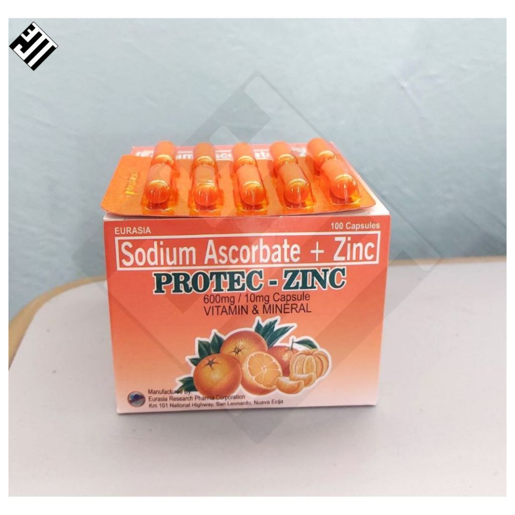 Sodium Ascorbate + Zinc PROTEC-ZINC 600mg/10mg (100 CAPSULES) | Shopee ...