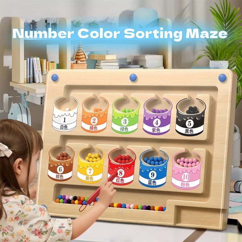 Magnetic Color Sorting Board and Number Maze Magnetic toy Learning ...