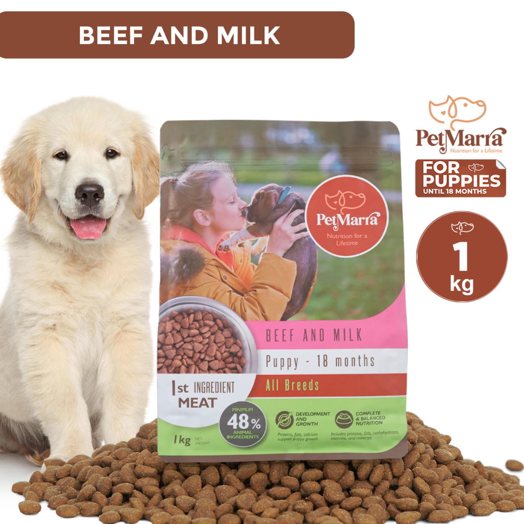 PetMarra Puppy / Adult Dog Dry Food Beef Milk and Chicken Flavor 1kg ...
