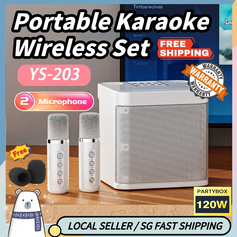 [SUPER SALE]bluetooth speaker portable karaoke Wireless dual microphone ...
