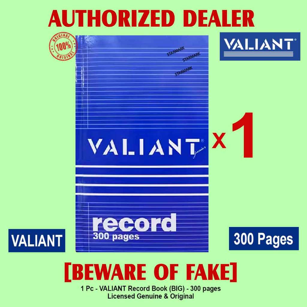 VALIANT Record Book Books 300 PAGES Padded VALIANT Logbook Log Book ...