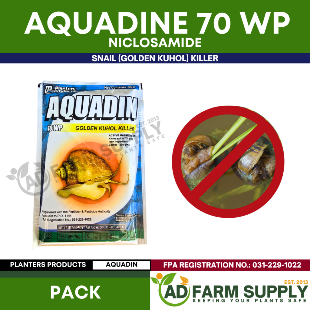 Aquadine 70 WP Molluscicide Golden Kuhol Killer Snail Powerful Rice ...
