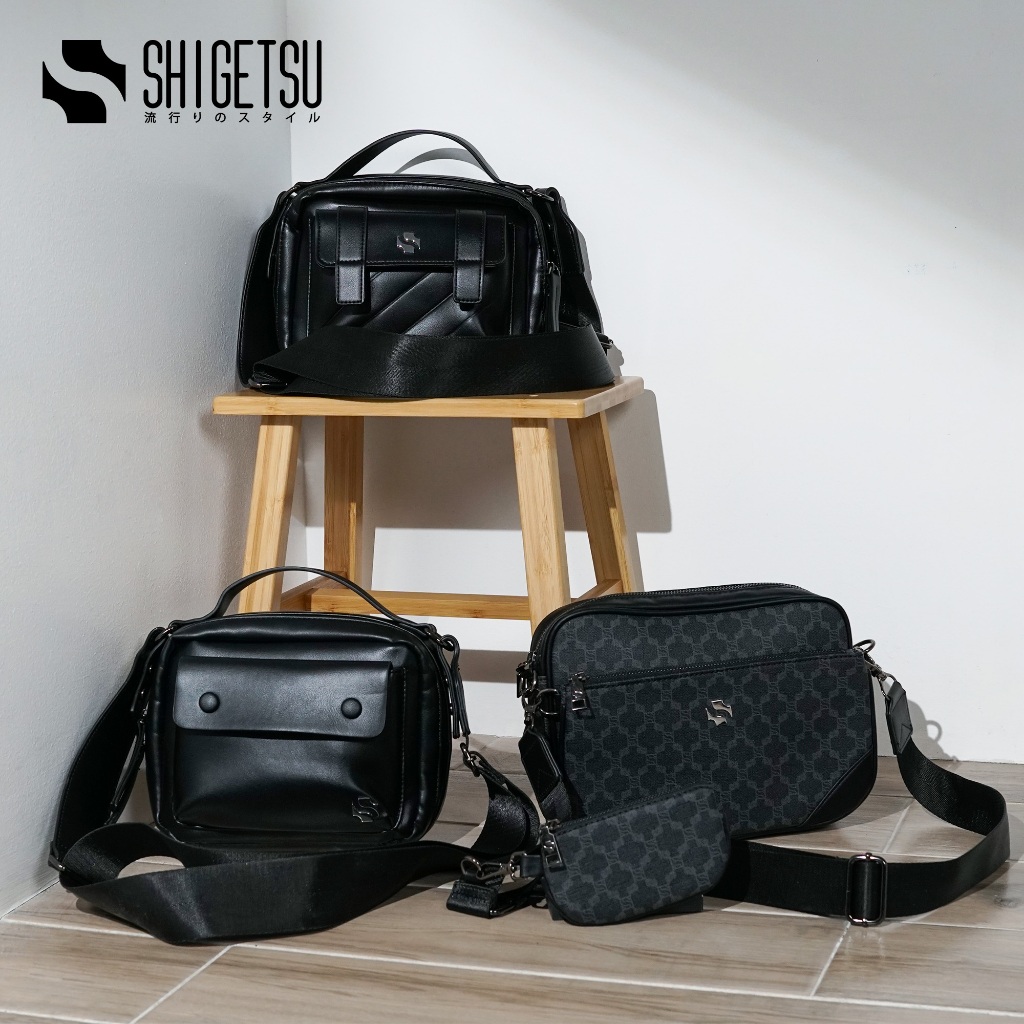 Shigetsu Men Leather Sling Bag Collection Bag for School | Shopee ...