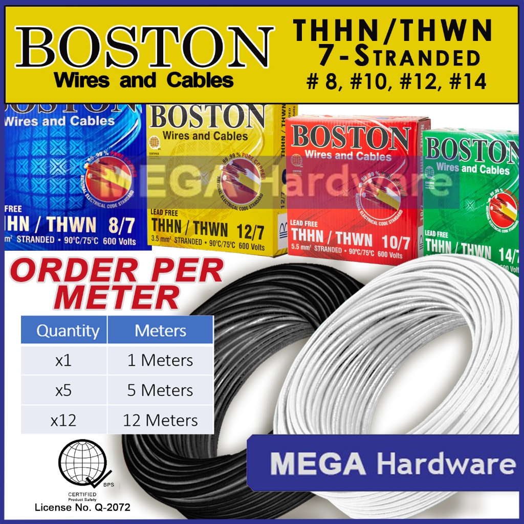 BOSTON THHN/THWN-2 7 Stranded Wire (# 8, 10, 12, 14) SOLD PER METER ...