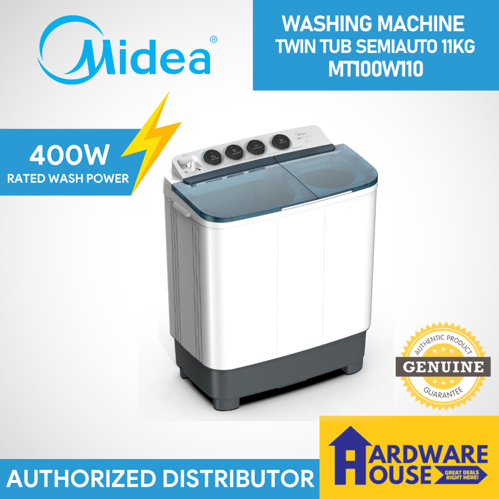 ORIGINAL MIDEA Washing Machine Twin Tub Semiauto 11kg 400W MT100W110 ...