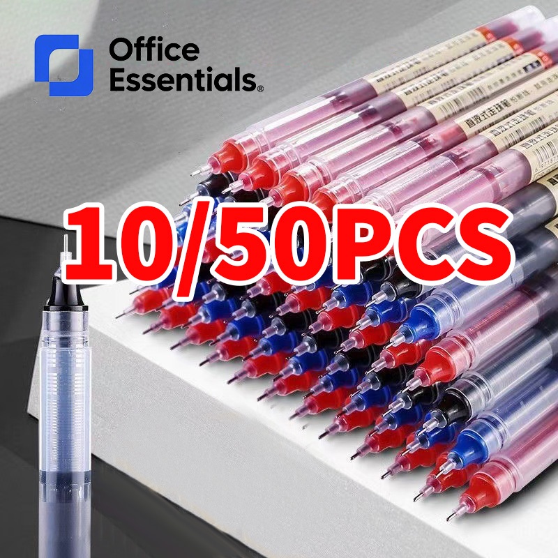 50/10 Pcs Black Gel Pen 0.5 Sign Pen Ballpen Set Straight Liquid Pen ...