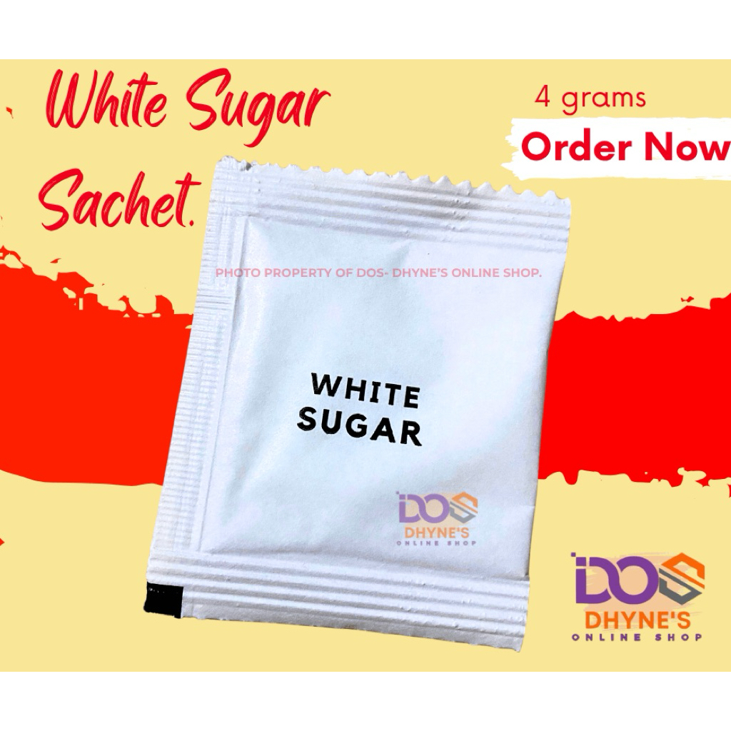 100pcs WHITE SUGAR SACHET | REFINE SUGAR | ASUKAL | 4 Grams per Sachet ...