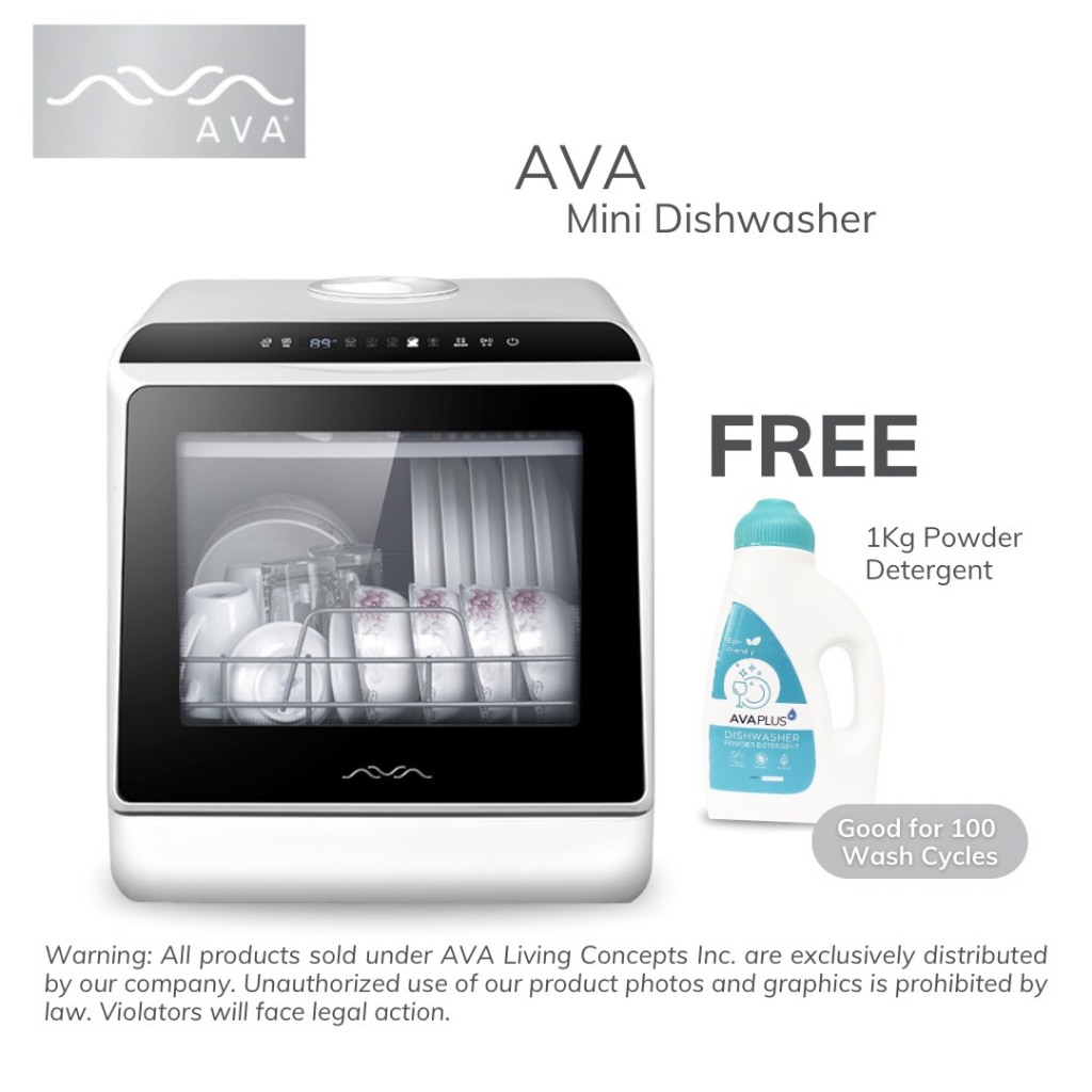 AVA Mini Dishwasher Machine Automatic w/ Extra DRY Function Countertop ...